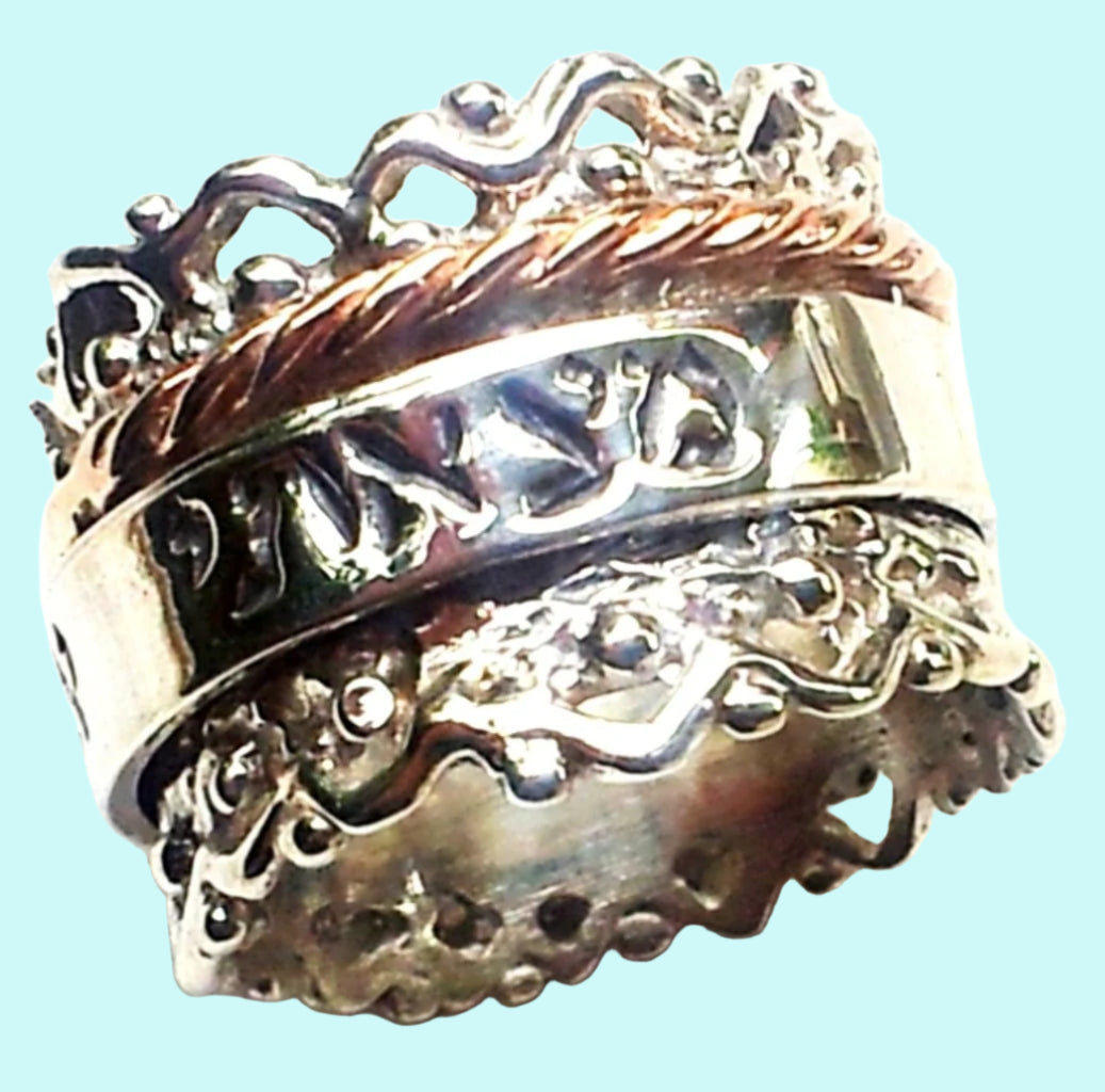 Bluenoemi - BRH12 - Hebrew spinner ring - Female - Silver & Gold -New ...