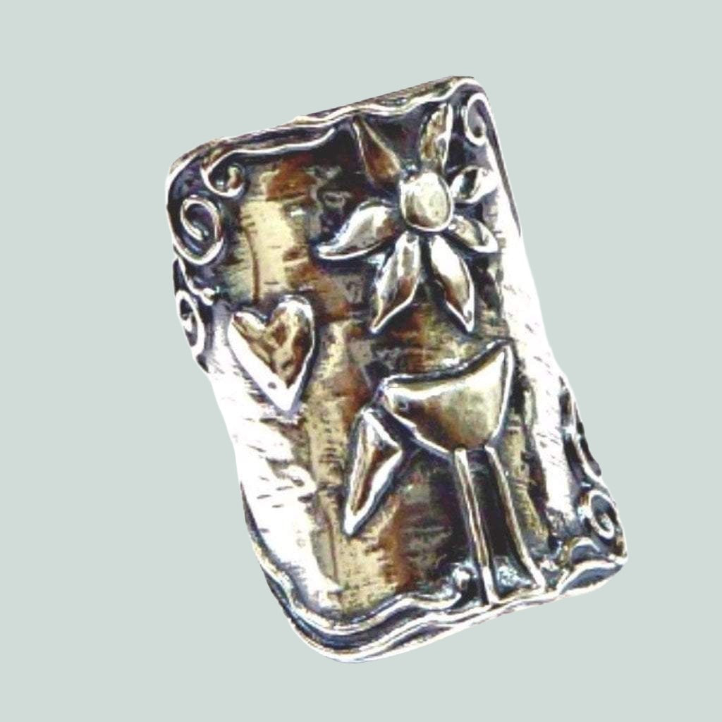 Sterling silver ring for woman , bohemian rings engraved with a naif ...