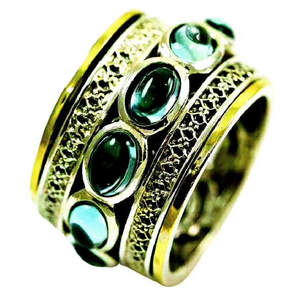 Spinner ring / cz ring / cocktail ring Blue Topaz Gemstones Bluenoemi